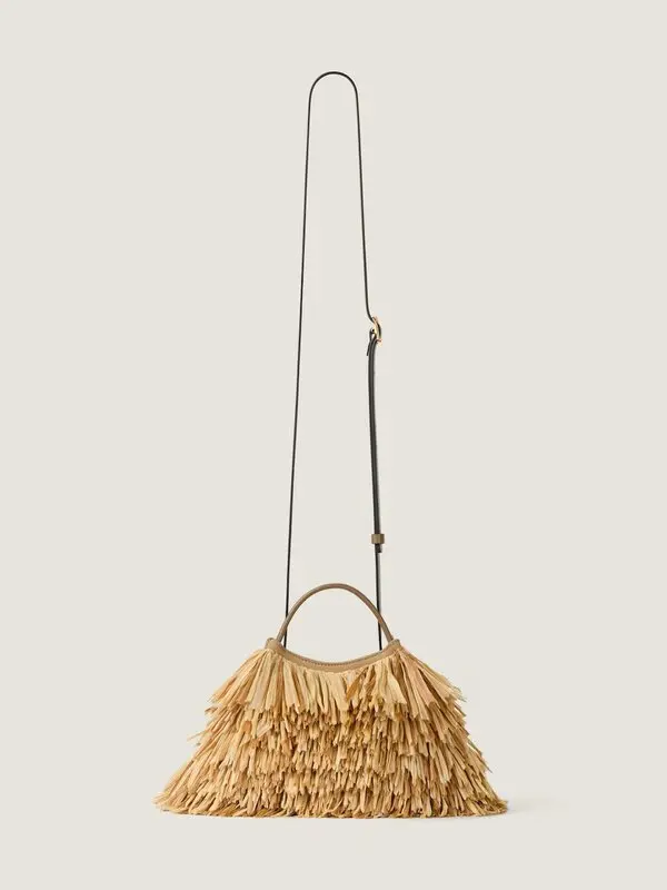 Givenchy Nano Facet Tote Bag In Raffia With Fringes