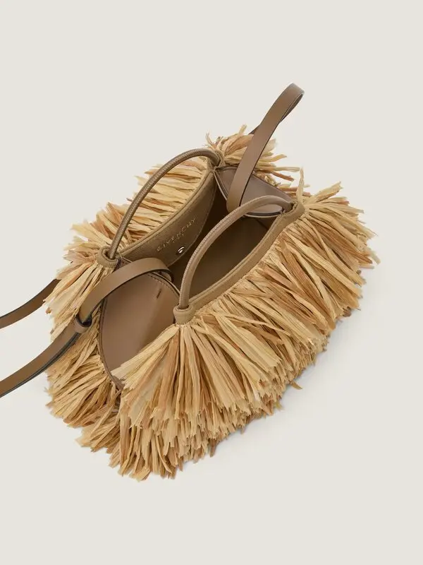 Givenchy Nano Facet Tote Bag In Raffia With Fringes