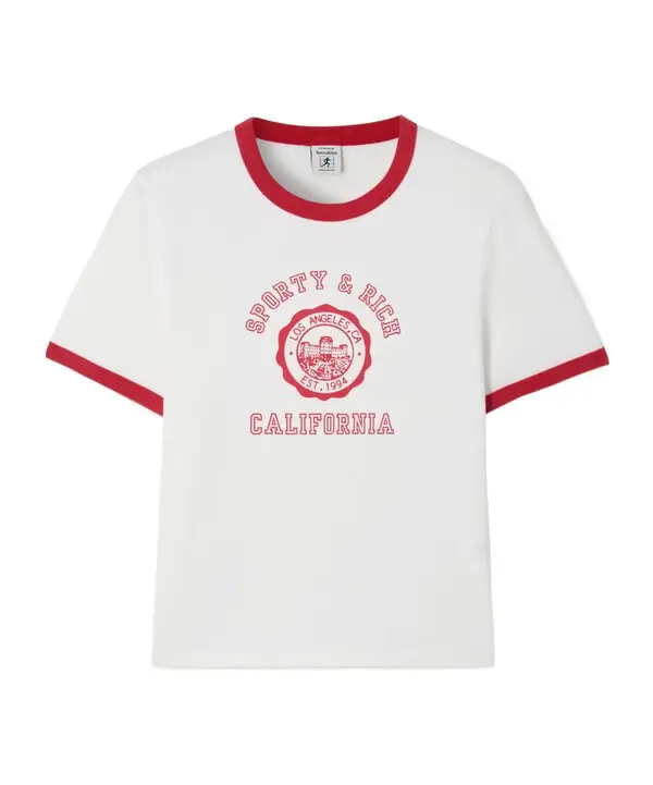 SPORTY  RICH Sporty & Rich Two-tone Printed T-shirt