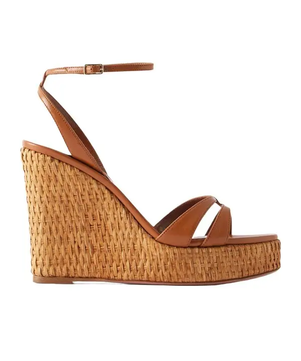 AQUAZZURA Leather Wedge Sandals - Brown