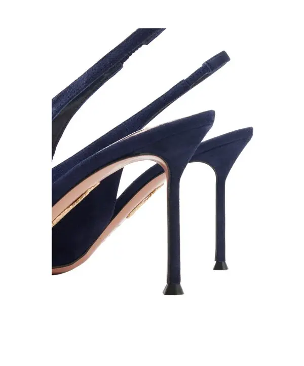 AQUAZZURA Solid-color Suede Slingback Pumps