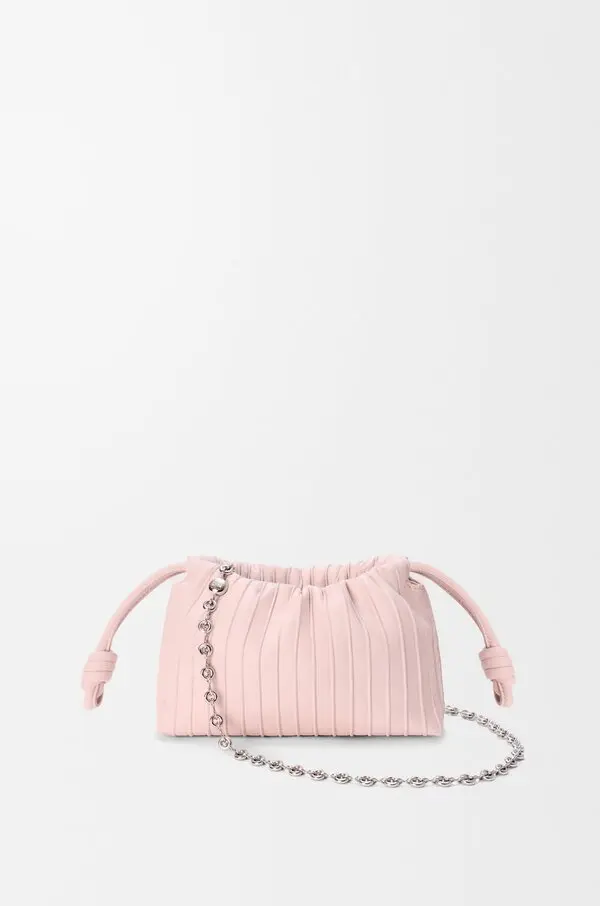 Loewe Mini Flamenco Pleats Purse In Nappa Lambskin - Crystal Powder