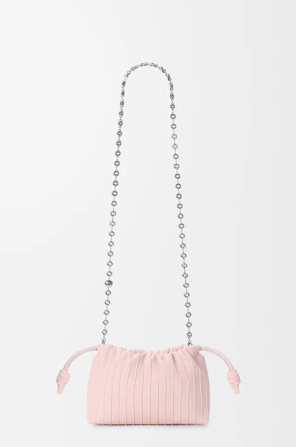 Loewe Mini Flamenco Pleats Purse In Nappa Lambskin - Crystal Powder