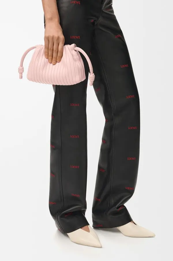 Loewe Mini Flamenco Pleats Purse In Nappa Lambskin - Crystal Powder