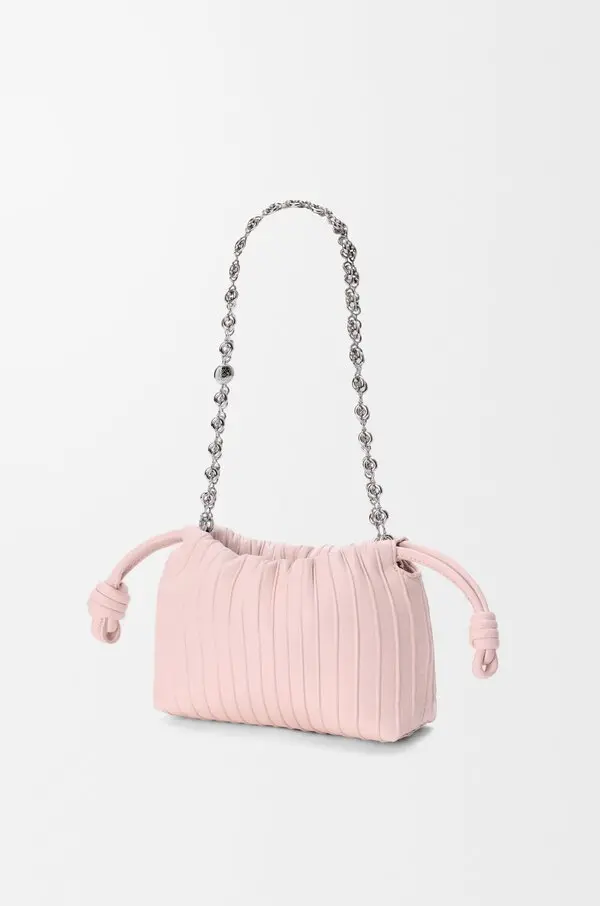 Loewe Mini Flamenco Pleats Purse In Nappa Lambskin - Crystal Powder