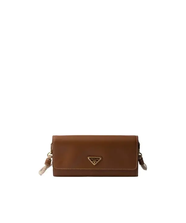 Prada Wallet With Shoulder Strap - Cognac