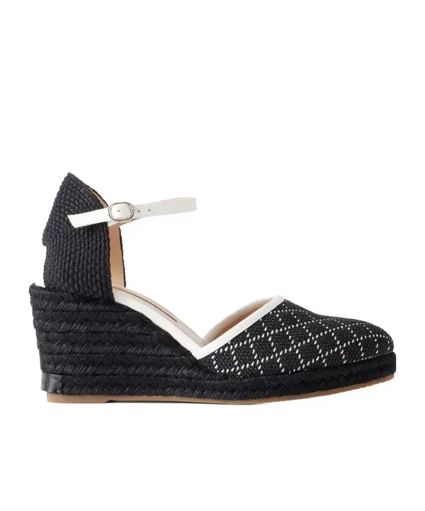 Manolo Blahnik Espadrahi 90 Leather-trimmed Woven Canvas Espadrille Pumps - Black