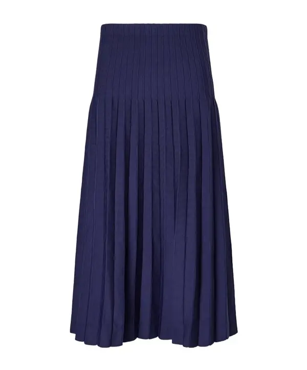 Staud Pleated Knitted Midi Skirt - Blue