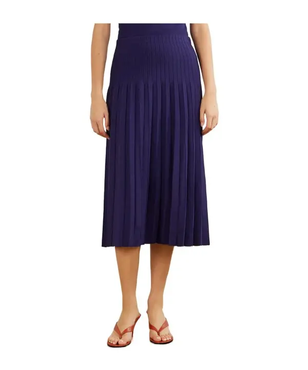 Staud Pleated Knitted Midi Skirt