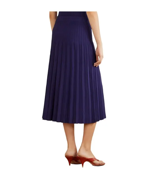 Staud Pleated Knitted Midi Skirt
