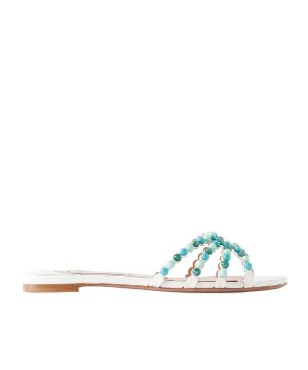 AQUAZZURA Flat Slide Sandals - White