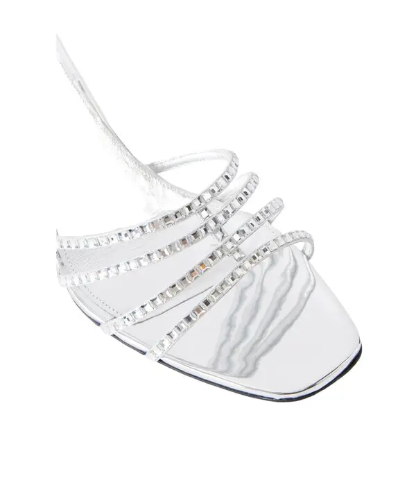 AQUAZZURA Embellished Metallic Leather Mule