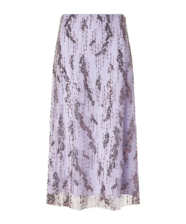 Staud Beaded Midi Skirt - Purple