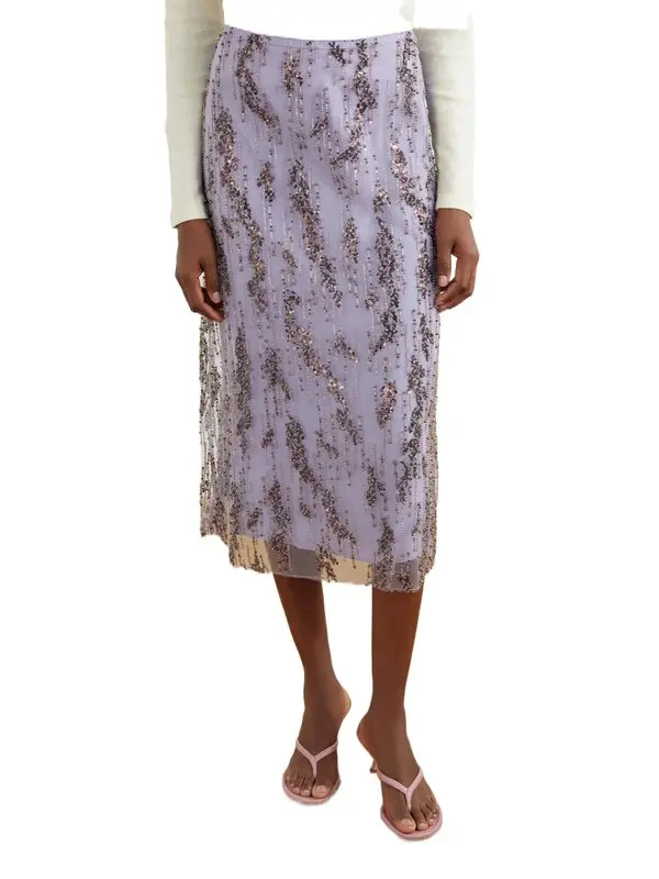 Staud Beaded Midi Skirt