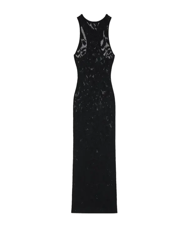Givenchy Midi Dress In Knitted Floral Lace - Black