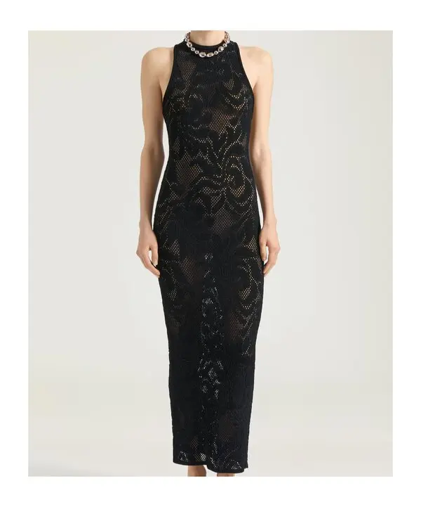 Givenchy Midi Dress In Knitted Floral Lace