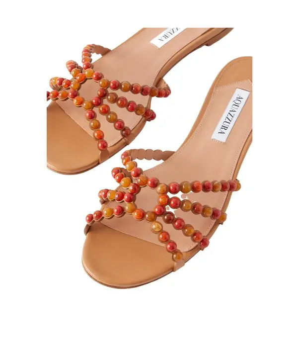 AQUAZZURA Embellished Leather Sandals