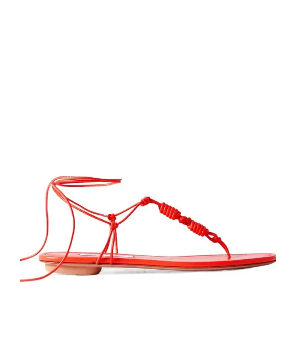 AQUAZZURA Thong Flat Sandals - Red