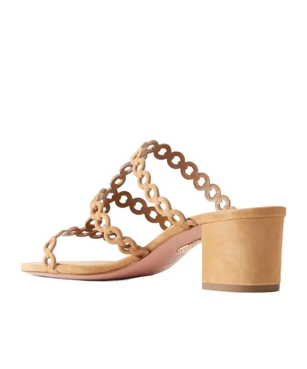 AQUAZZURA Perforated Suede Mules