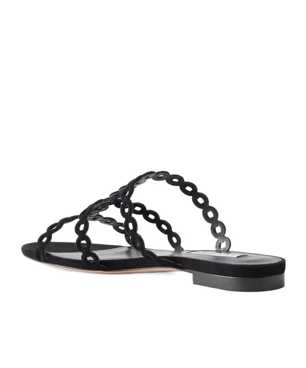 AQUAZZURA Chain Perforated Suede Flats