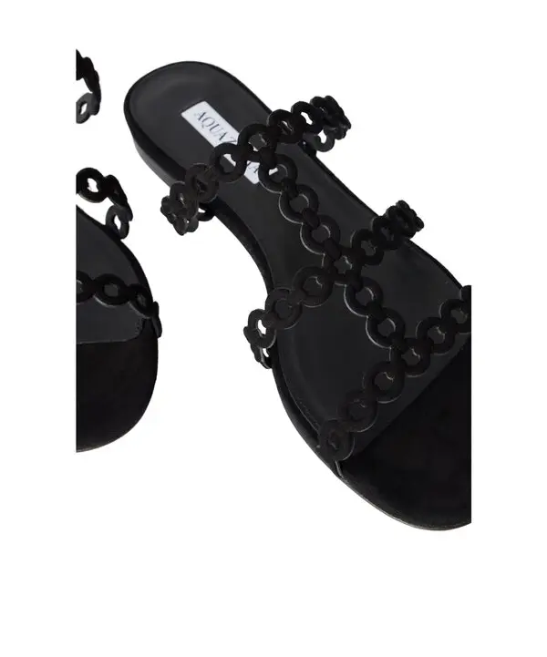 AQUAZZURA Chain Perforated Suede Flats