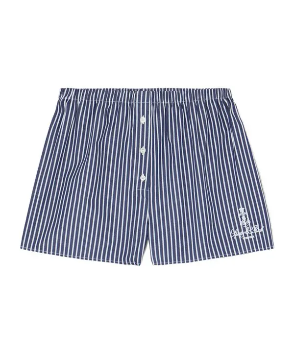 SPORTY  RICH Sporty & Rich Striped Cotton Lounge Shorts