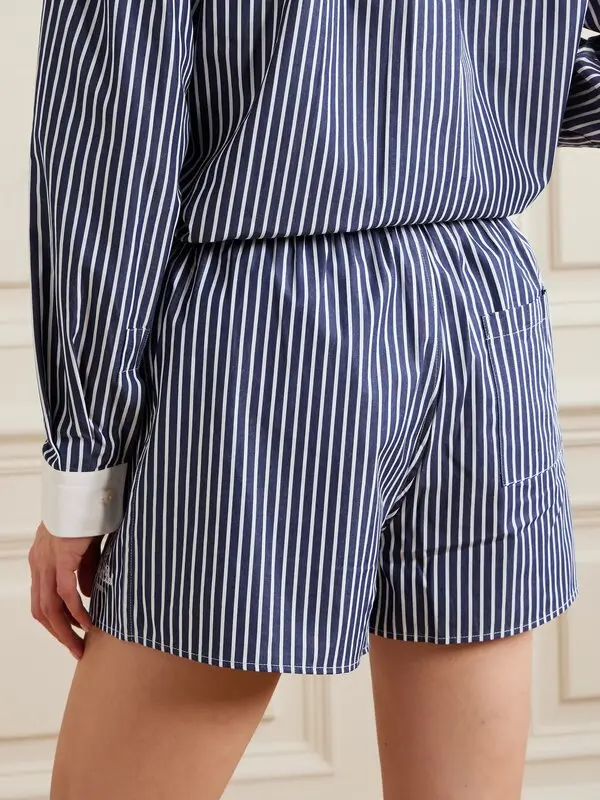 SPORTY  RICH Sporty & Rich Striped Cotton Lounge Shorts