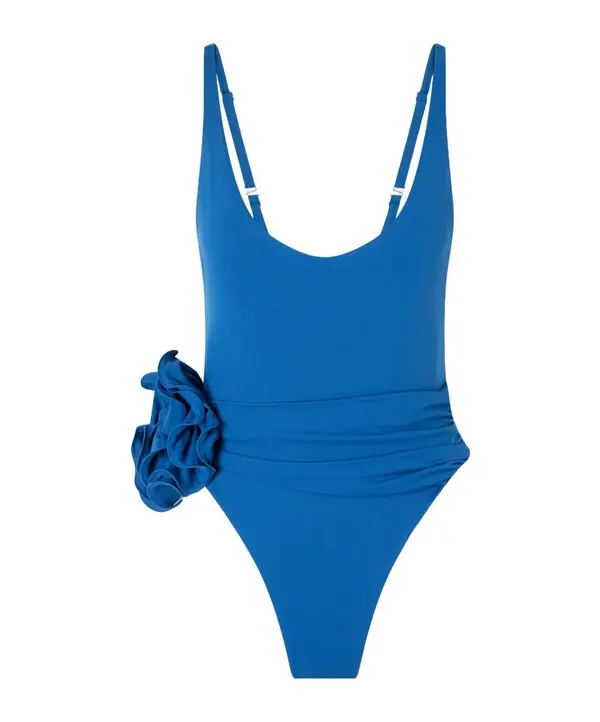 Magda Butrym Embellished Gathered Swimsuit - Blue