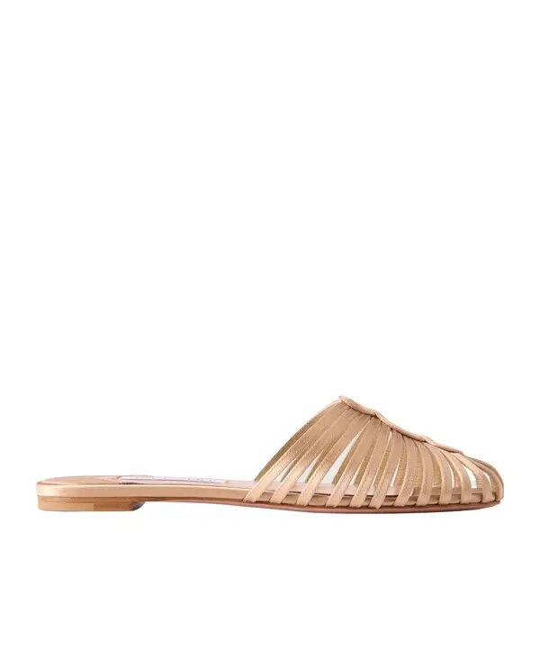 AQUAZZURA Satin Mules - Nude