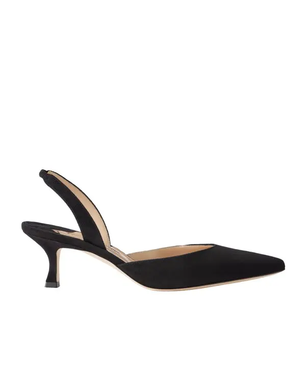 Manolo Blahnik Carolyne 50 Suede Slingback Pumps - Black