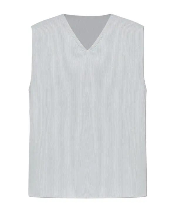 Issey Miyake V-neck Pleated Vest - Grey
