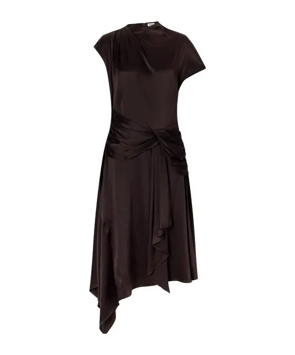 Staud Gathered Silk-blend Satin Midi Dress - No