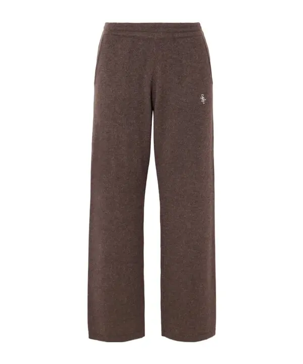 SPORTY  RICH Sporty & Rich Embroidered Cashmere And Wool Blend Trousers