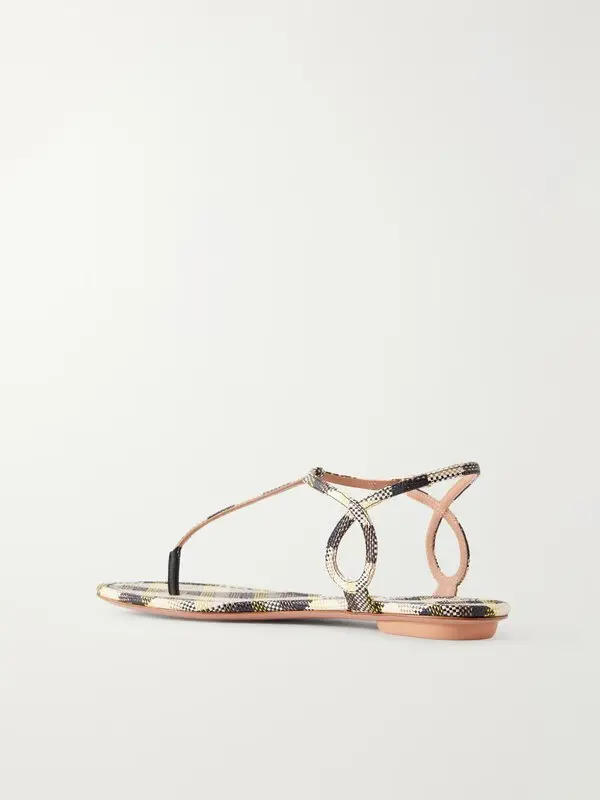 AQUAZZURA Checked Raffia Sandals