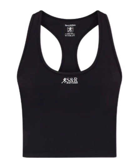 SPORTY  RICH Logo-print Racerback Sports Bra - Black
