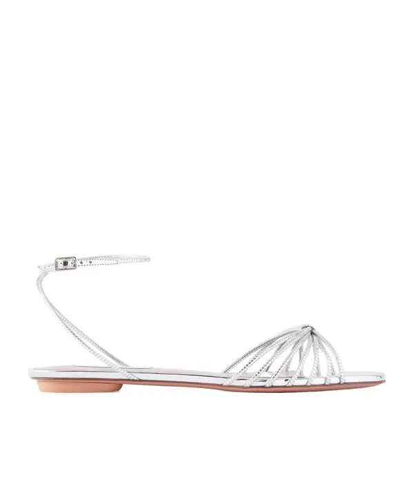 AQUAZZURA Solid Color Leather Flats - White