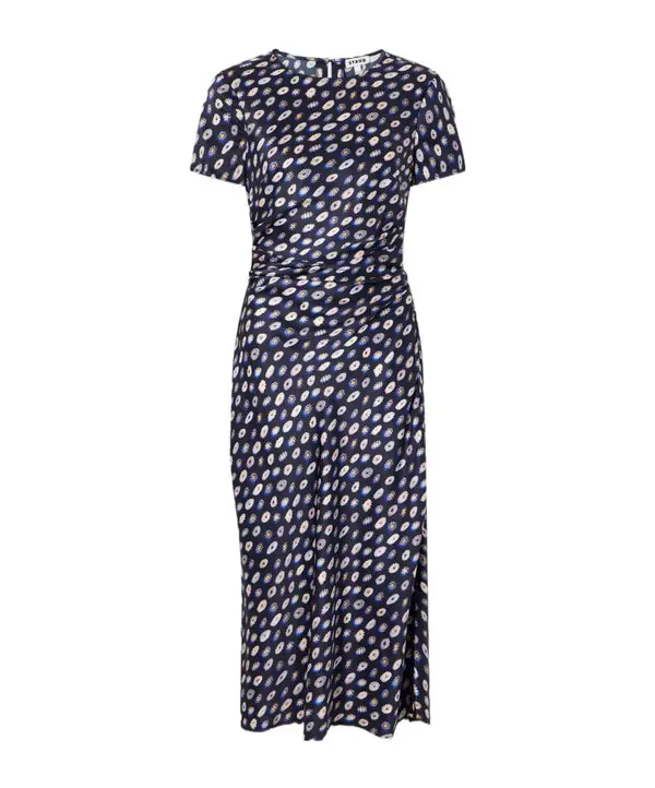Staud Printed Short-sleeve Midi Dress - Black