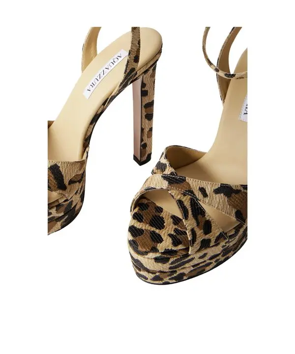 AQUAZZURA Leopard-print Raffia Platform Sandals