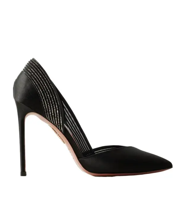 AQUAZZURA Rhinestone Pointed-toe Stiletto High Heels - Black