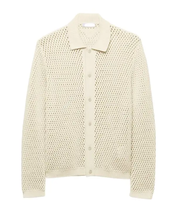 Prada Linen And Cotton Knit Cardigan - Nude