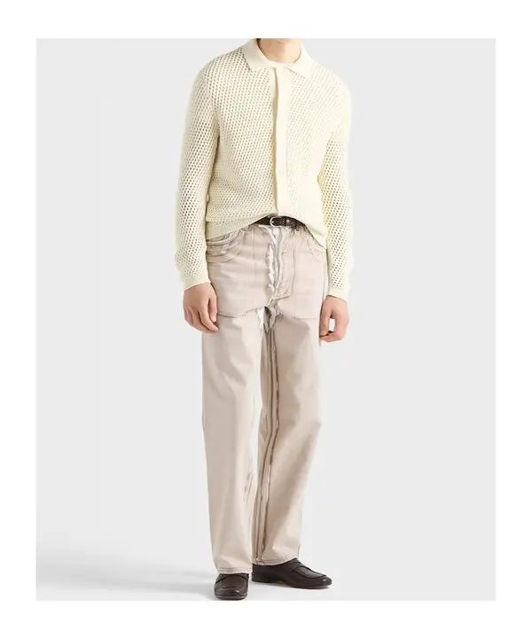 Prada Linen And Cotton Knit Cardigan - Nude