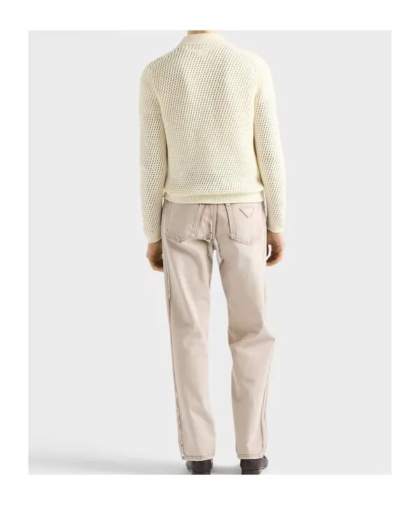 Prada Linen And Cotton Knit Cardigan - Nude