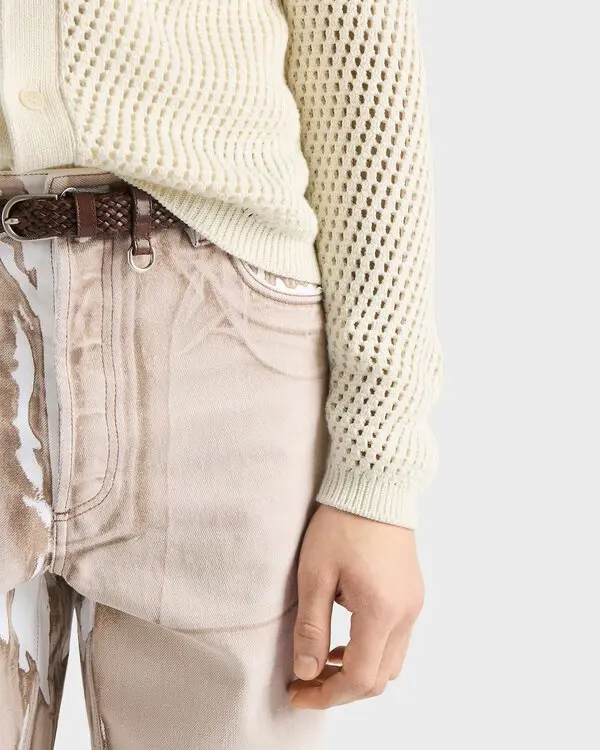 Prada Linen And Cotton Knit Cardigan - Nude