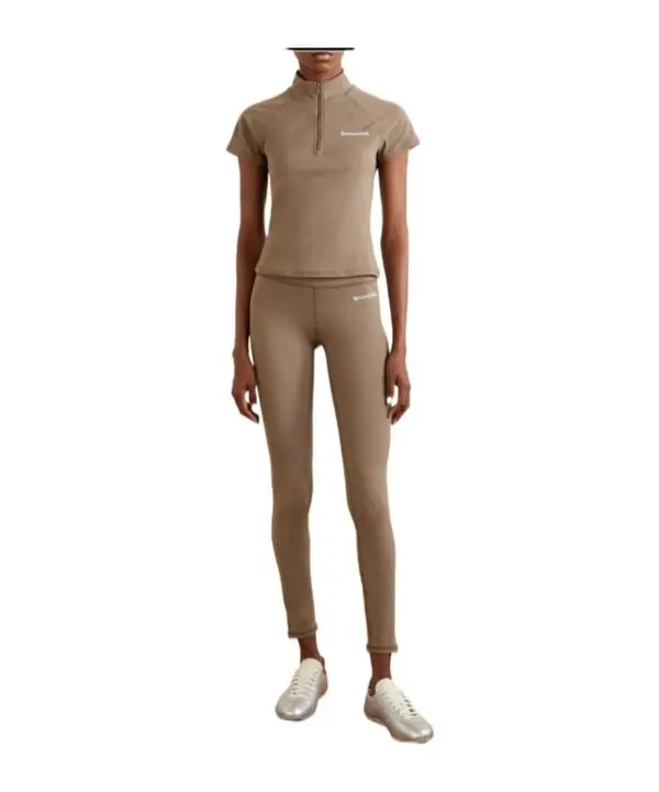 SPORTY  RICH Print Stretch-jersey Half-zip T-shirt