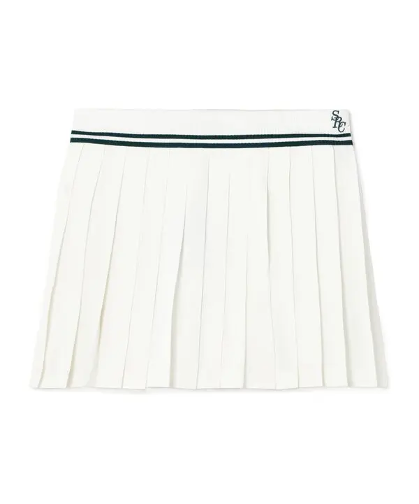 SPORTY  RICH Abigail Pleated Embroidered Mini Skirt - White