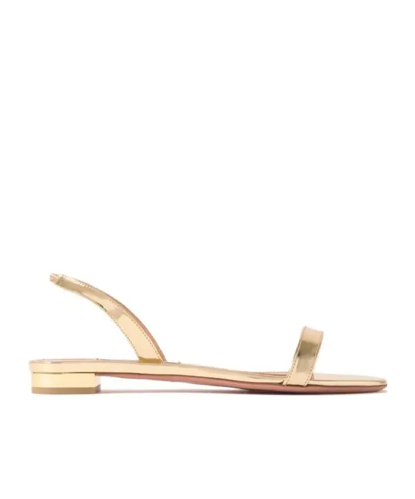 AQUAZZURA Metallic Leather Sandals - Golden