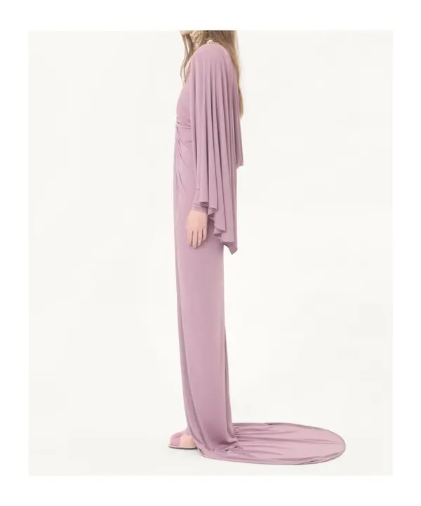 Valentino Garavani Long Sleeve Draped Dress With Embellished Neckline
