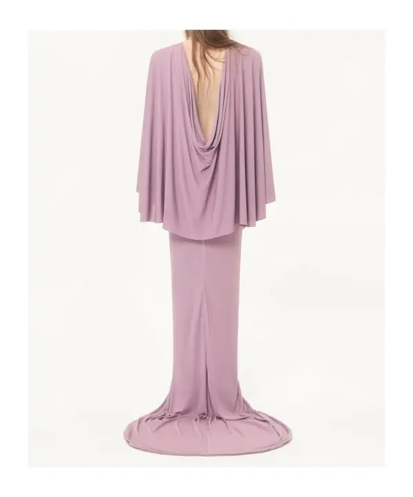 Valentino Garavani Long Sleeve Draped Dress With Embellished Neckline