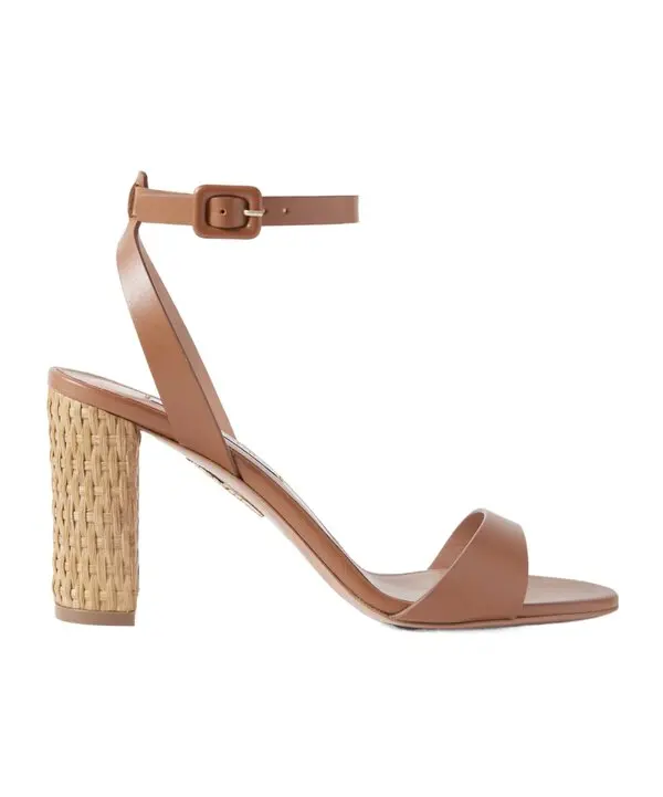 AQUAZZURA Solid Color Leather Sandals - Brown