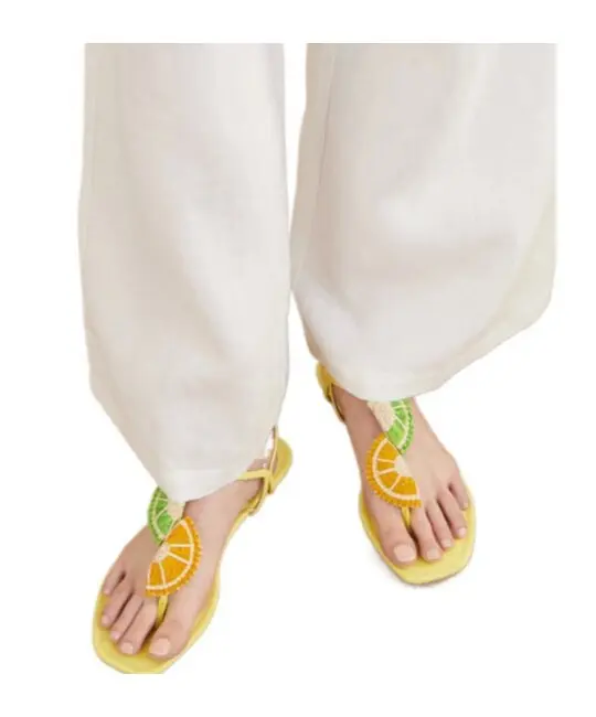 AQUAZZURA Embellished Raffia-effect Thong Sandals